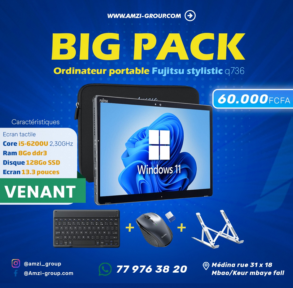 PC tablette Fujitsu Stylistic Q736 – i5 · 8Go · SSD 128Go